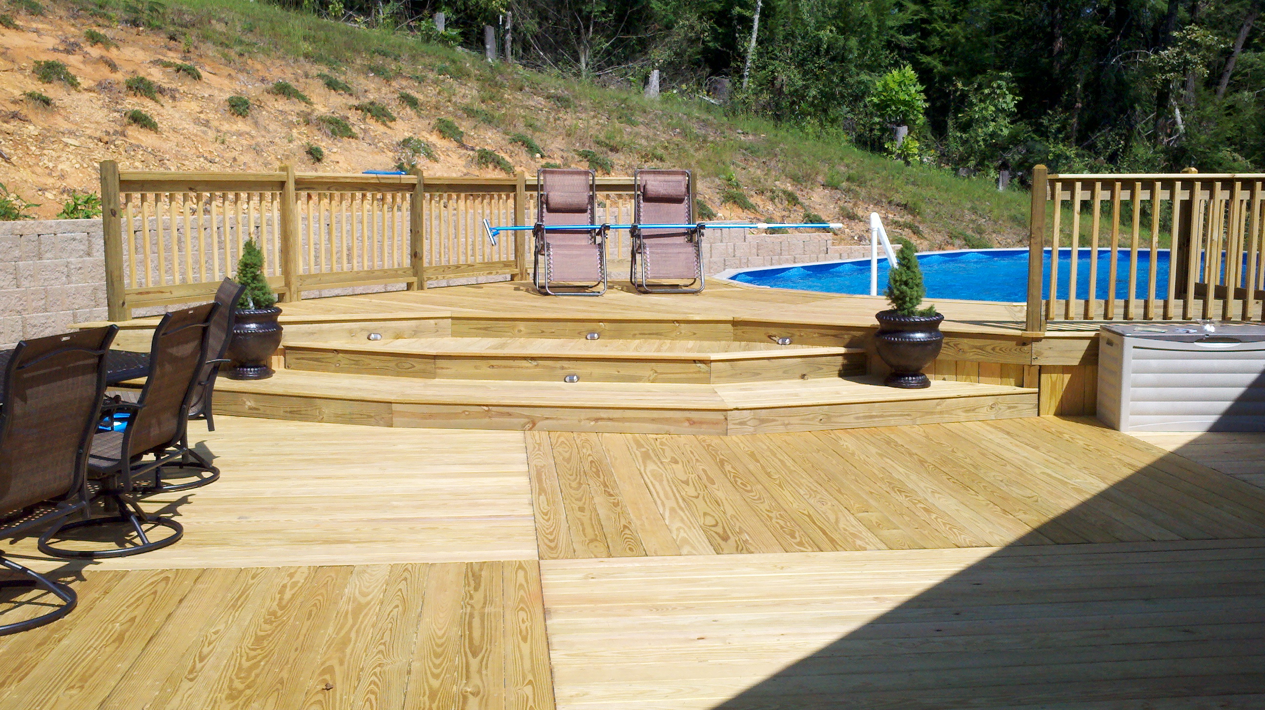 Deck around a swimming pool built by The Deck Builder in Townsend TN ...